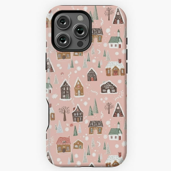 Gingerbread Village Festive Holiday Scene iPhone Case 17 16 15 14 13 12 ...