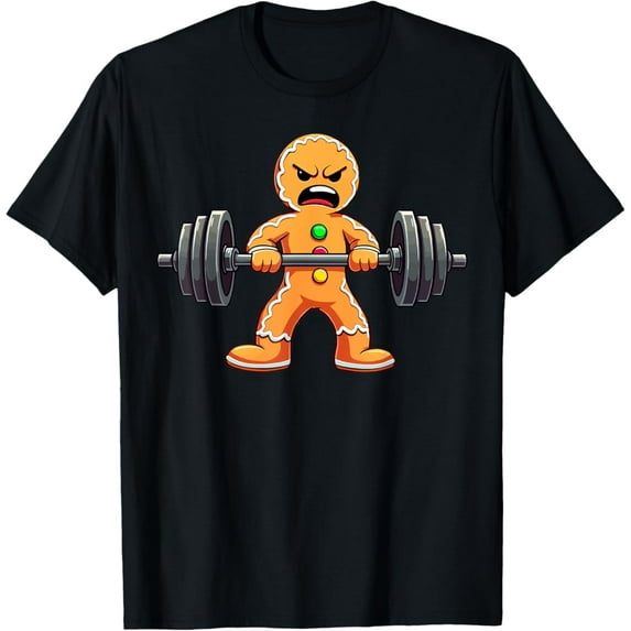 Gingerbread Weightlifter Powerlifting Gym T-Shirt Tshirt All Size S-5XL ...