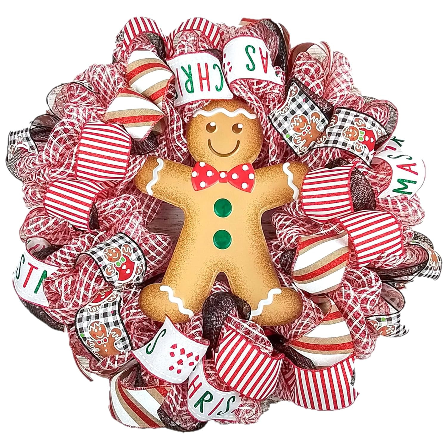 Gingerbread Wreath - Fun - Outdoor Front Door Wreath | Red Jute Green ...
