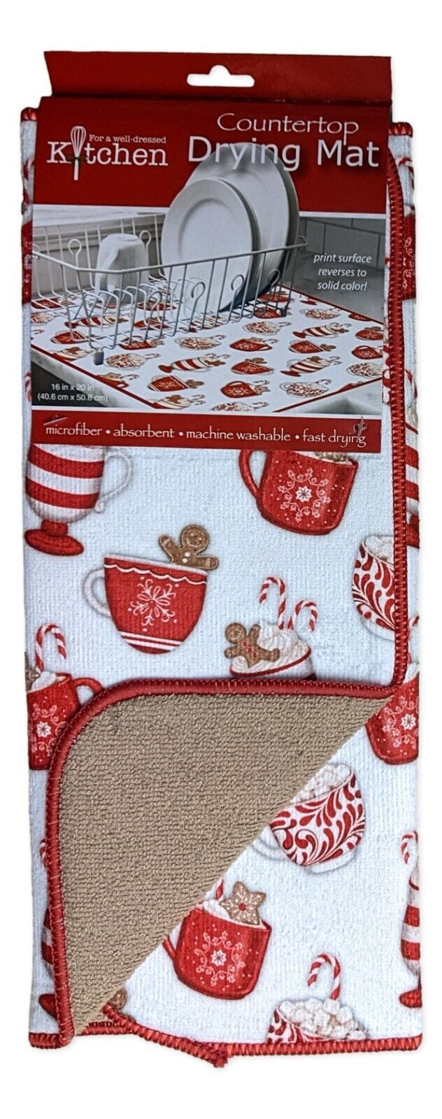 Christmas Decoration Gingerbread & Hot Cocoa Winter Kitchen Dish Drying ...
