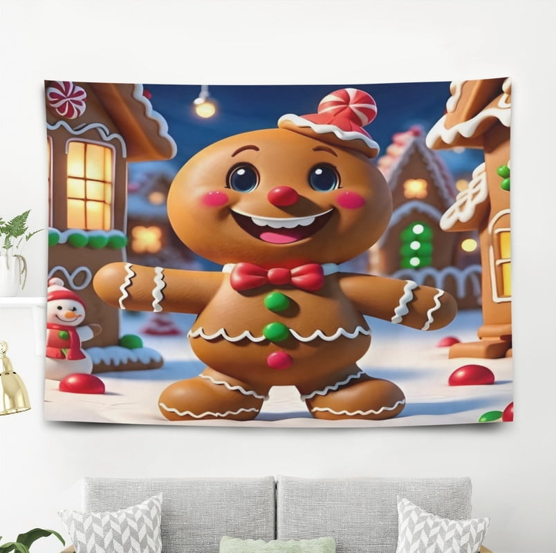 Gingerbread man pattern wall hanging 50*60 inches high-quality peach ...