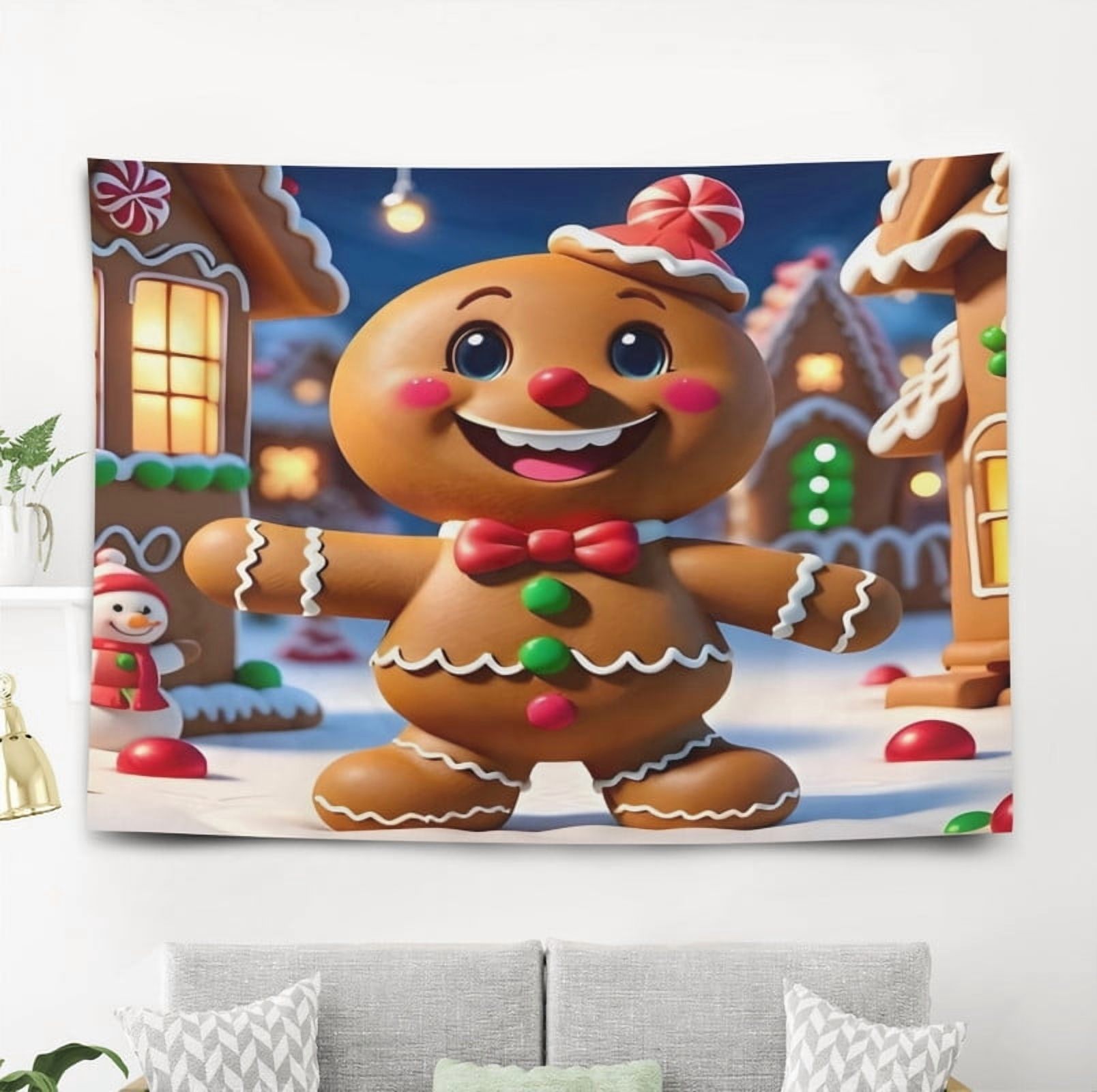 Gingerbread man pattern wall hanging 50*60 inches high-quality peach ...