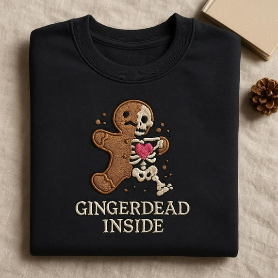 Gingerdead Inside Gingerbread Skeleton embroidered sweatshirt, funny ...