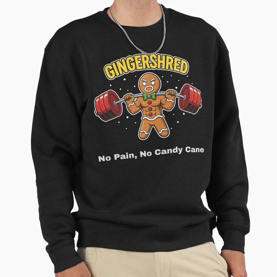 Gingershred Bodybuilding No Pain Candy Cane Graphic Unisex Sweatshirt ...