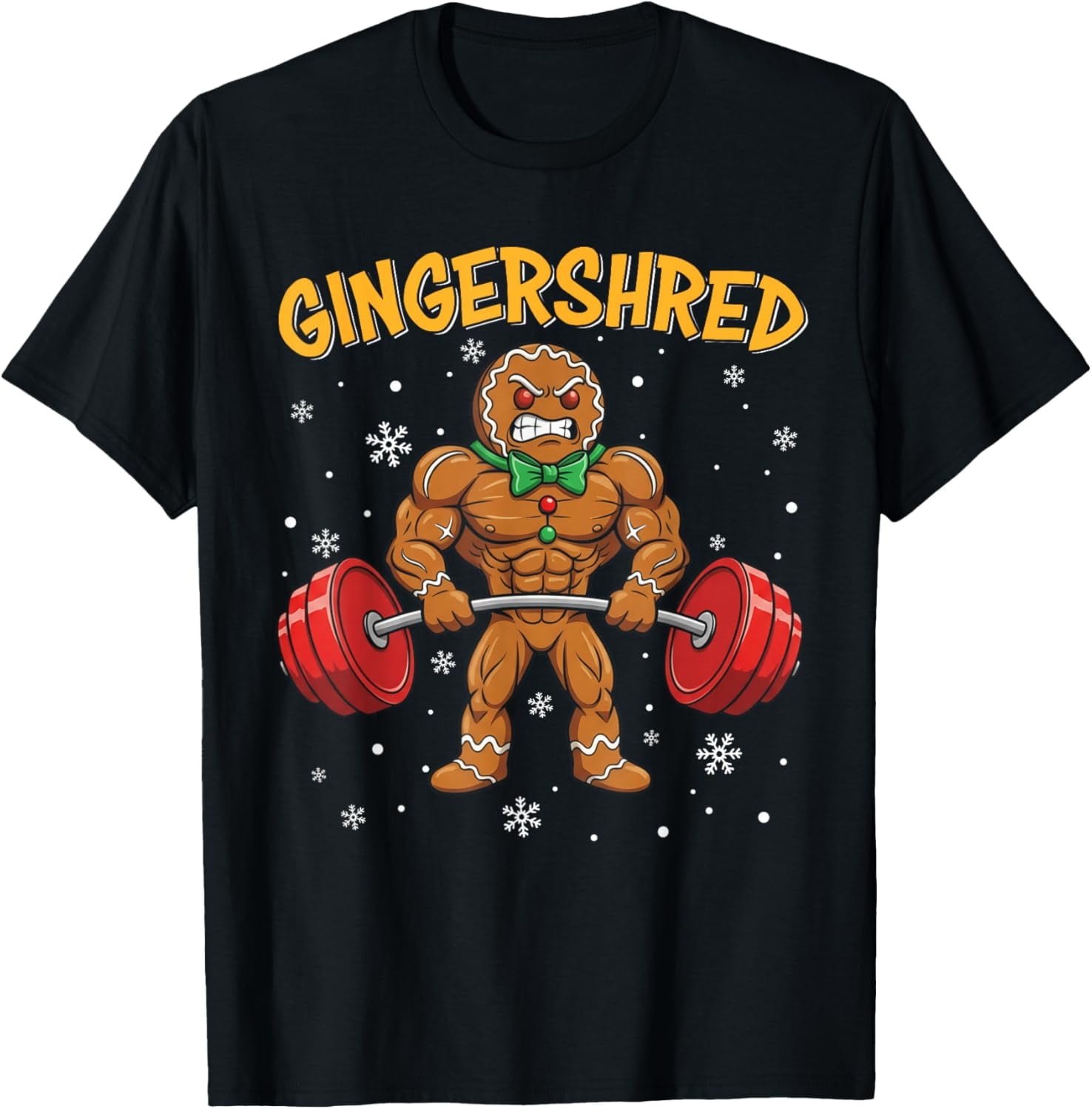 Gingershred Funny Gingerbread Man Gym Bodybuilding Christmas T-Shirt ...