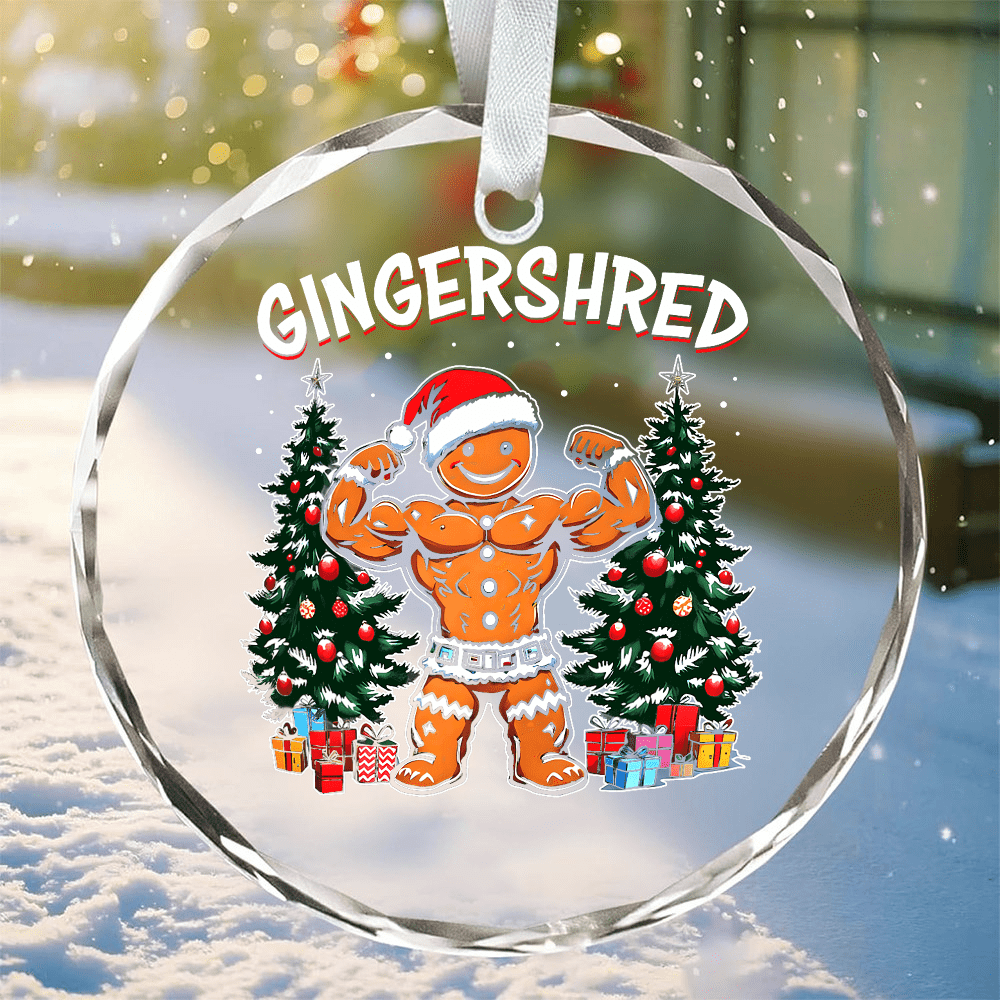Gingershred Gingerbread Man Gym Bodybuilding (4) Ornament, Crystal ...