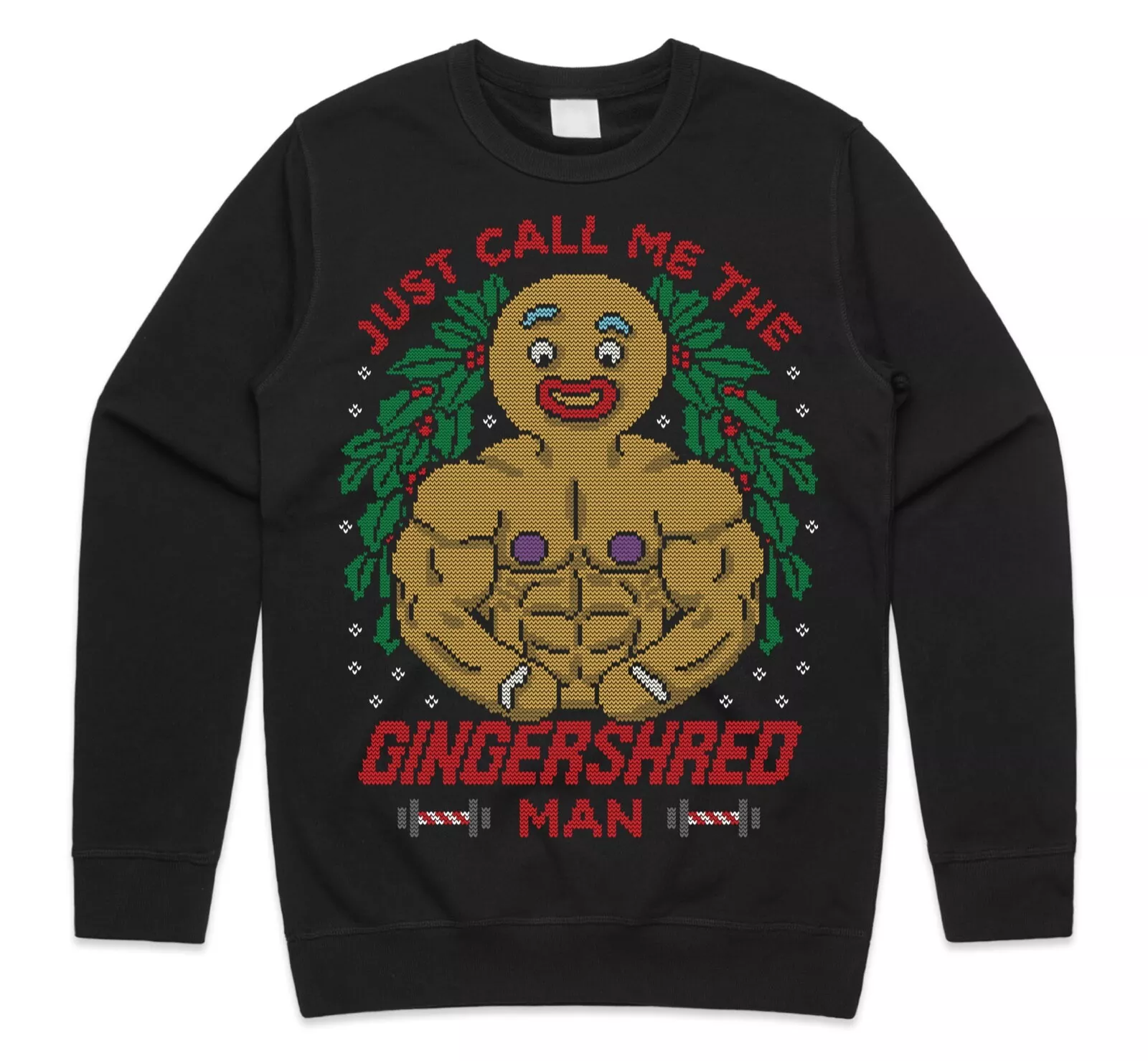 Gingershred Man Christmas Jumper Sweatshirt Gym Workout Fitness ...