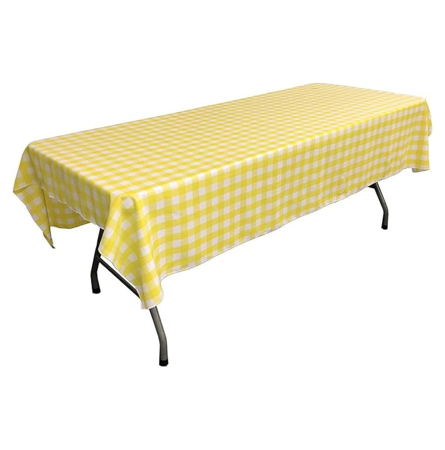 Gingham Check Tablecloth 60x72 White Yellow - Polyester Poplin ...