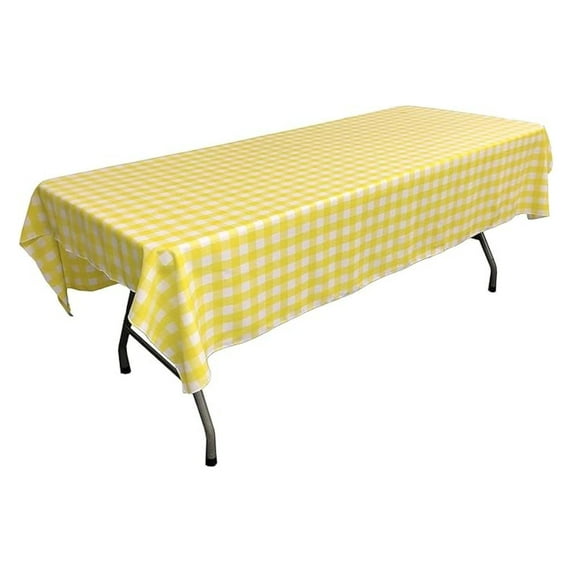 Gingham Check Tablecloth 60x72 White Yellow - Polyester Poplin ...