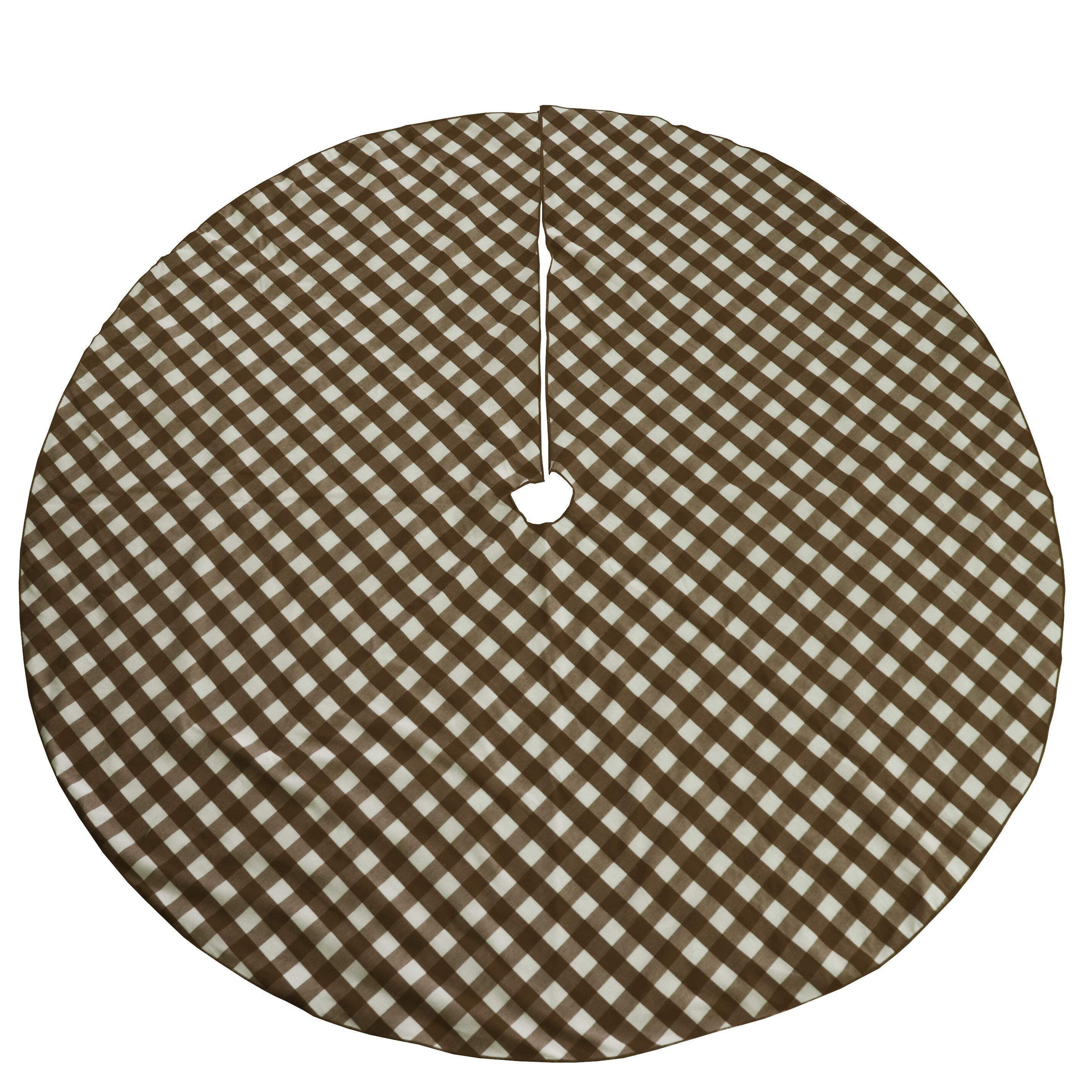 Gingham Checkered Tree Skirt Christmas Decoration 58" Round Large Skirt ...