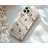 Gingham Deer Pink Bow Phone Case Girly Look iPhone 17 11 12 13 14 15 16 ...