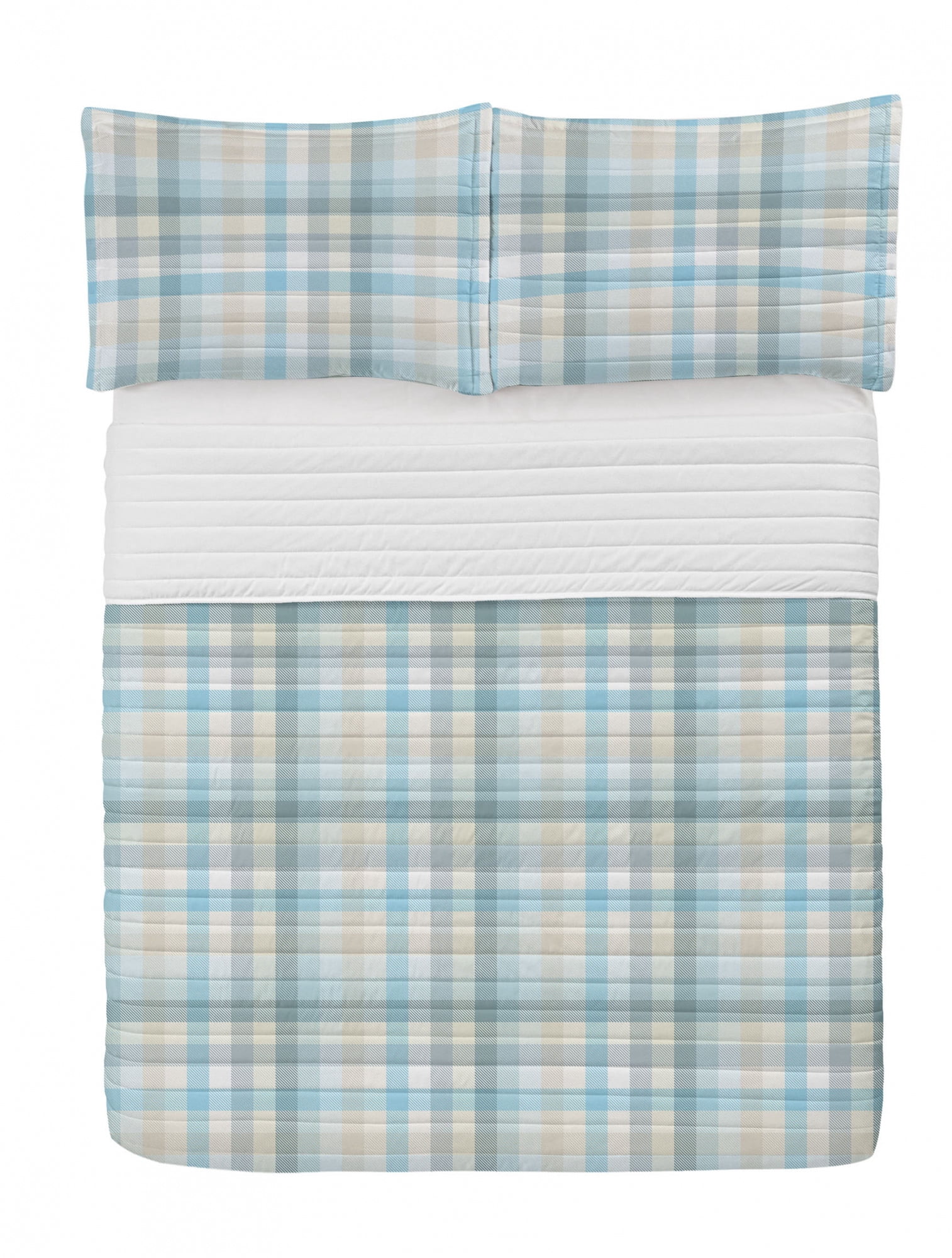 Gingham Microfiber Bedspread Set, Traditional Tartan Pattern Irish ...