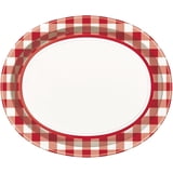 Gingham Oval Paper Plates, 12.25 in, Red and White, 8ct - Walmart.com