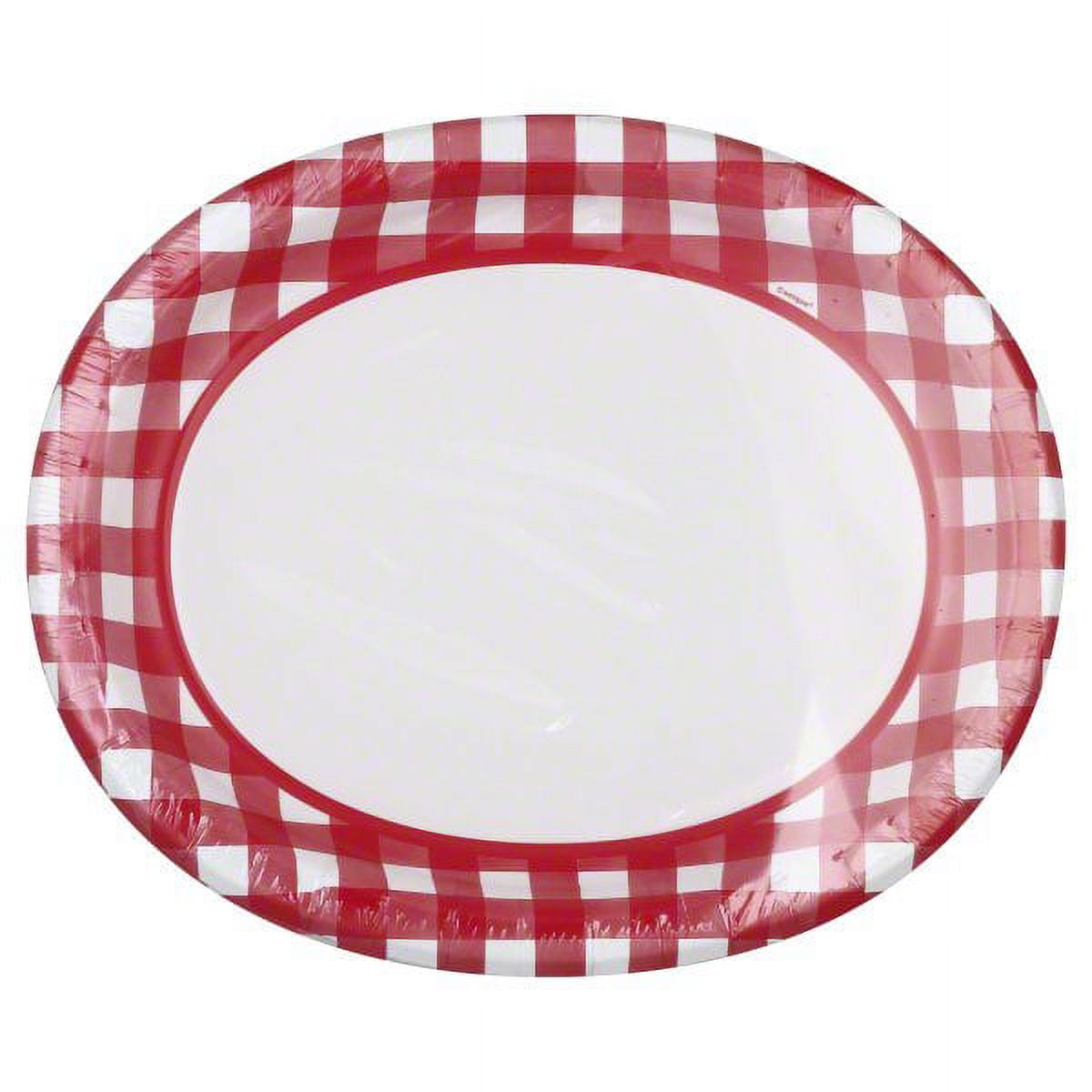 Gingham Oval Paper Plates, 12.25 in, Red and White, 8ct - Walmart.com