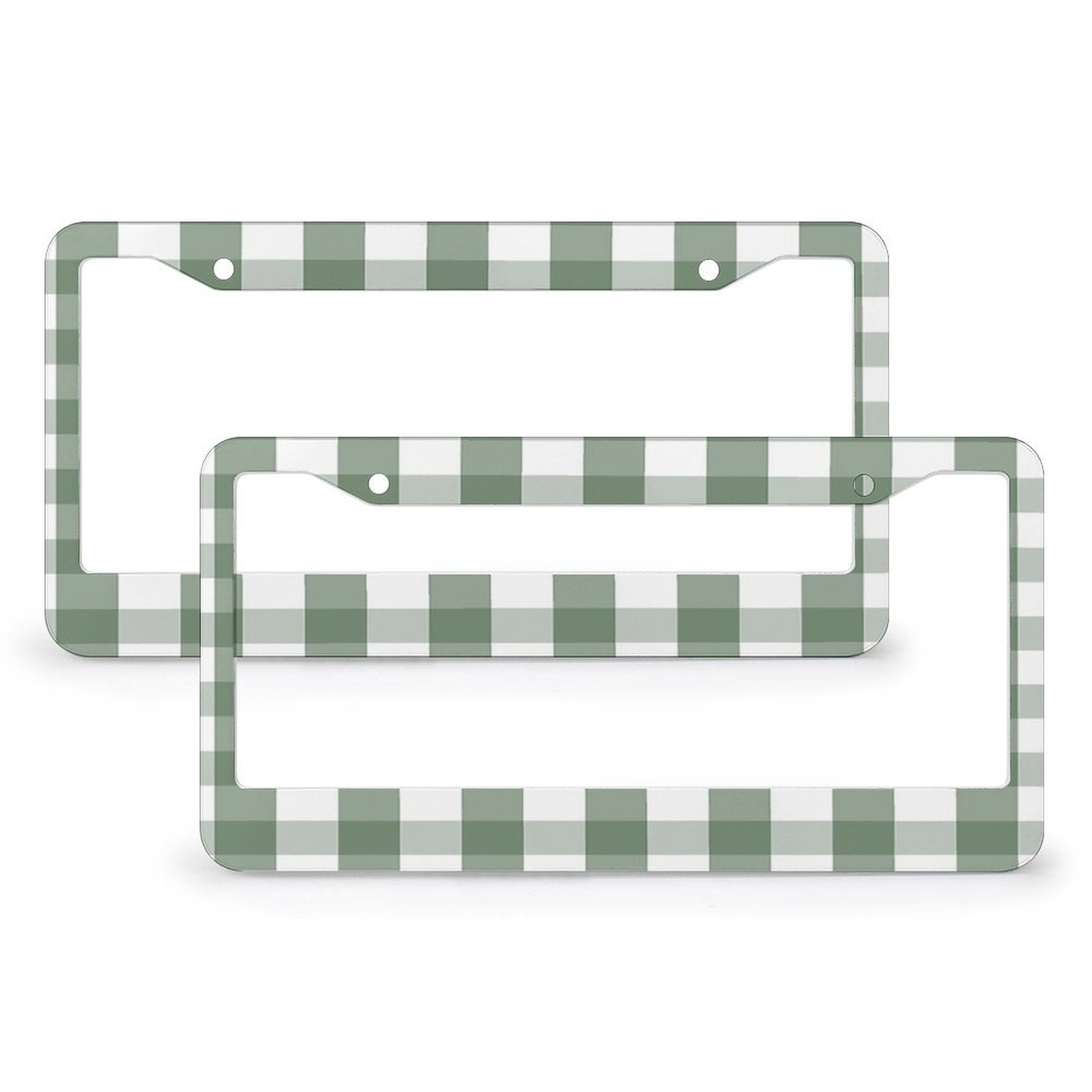 Gingham Plaid Pattern (Sage Greenwhite) License Plate Frame 2 Pack ...
