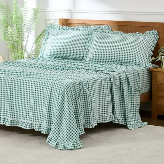 Gingham Queen Sheet Set, Lightweight Super Soft Brushed Microfiber ...