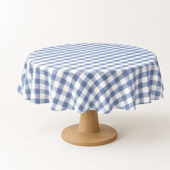Gingham Round Tablecloth Table Cloth Heavy Dutyton Checkered Cover For ...