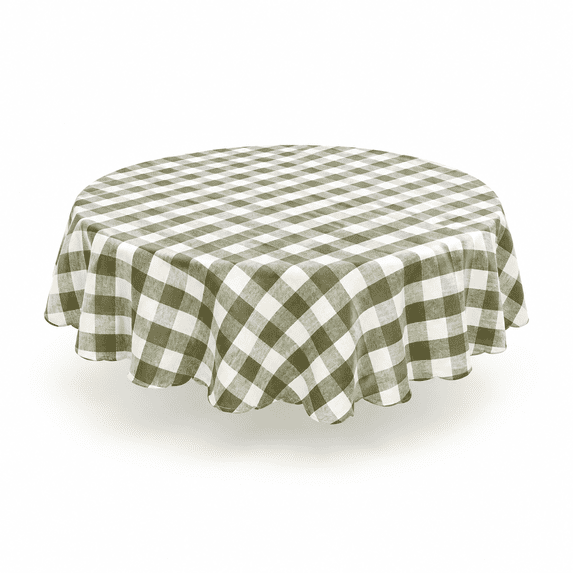 Gingham Round Tablecloth Table Cloth Heavy Dutyton Checkered Cover For ...