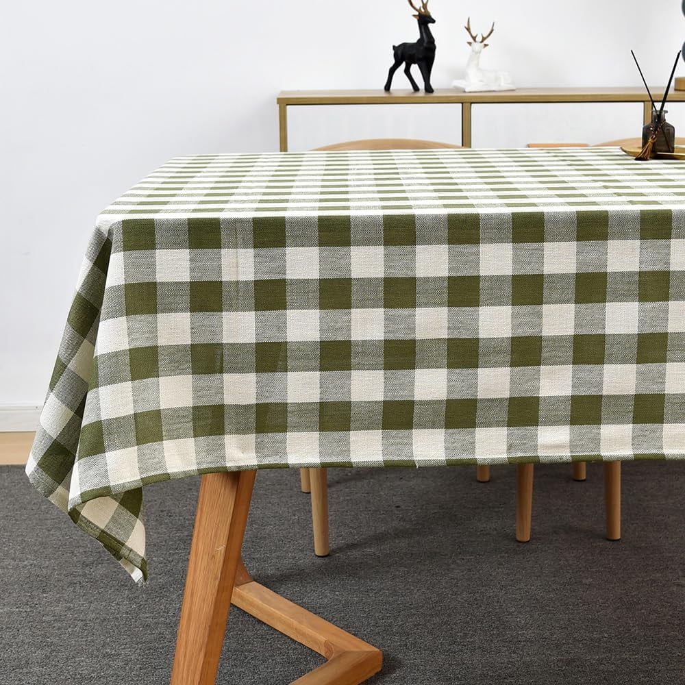 Gingham Tablecloth Rectangle Table Cloth Heavy Duty Cotton Checkered ...