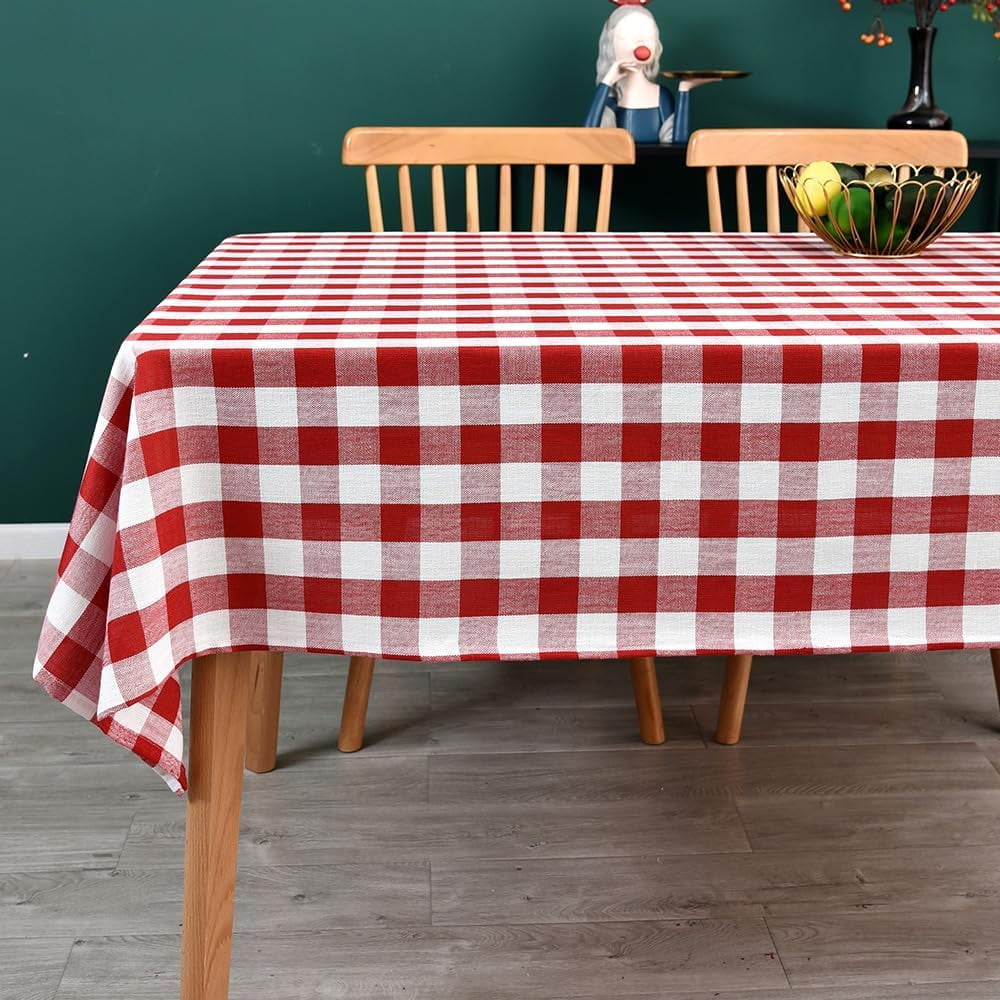 Gingham Tablecloth Rectangle Table Cloth Heavy Duty Cotton Checkered ...