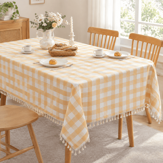 Gingham Tablecloth Rectangleton Linen Fabric Checkered Table Cloth With ...