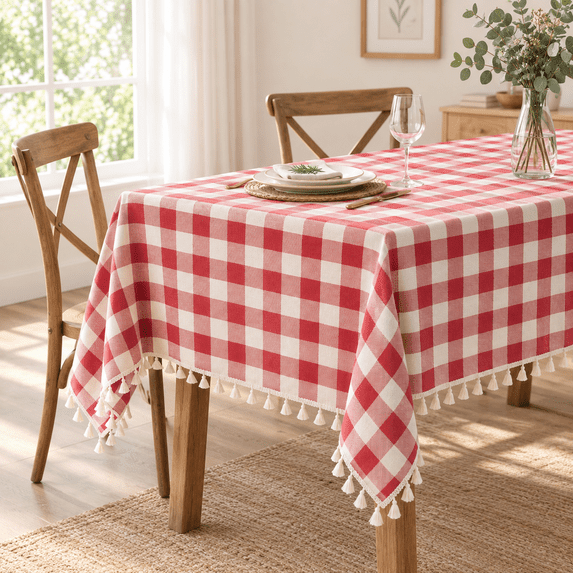 Gingham Tablecloth Squareton Linen Fabric Checkered Table Cloth With ...