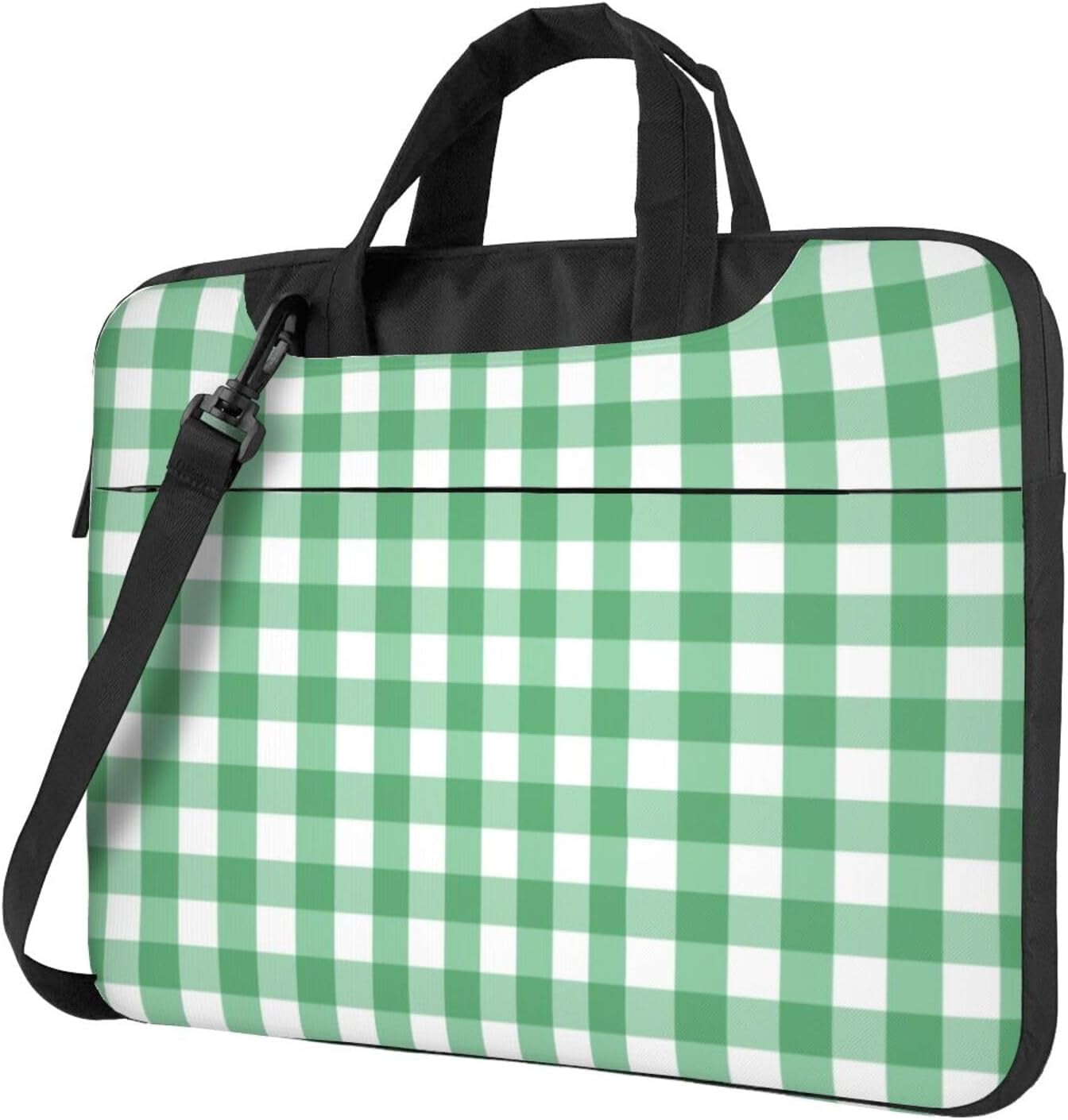 Gingham White Green Plaids Checkered Laptop Tote Bag For Women Men ...