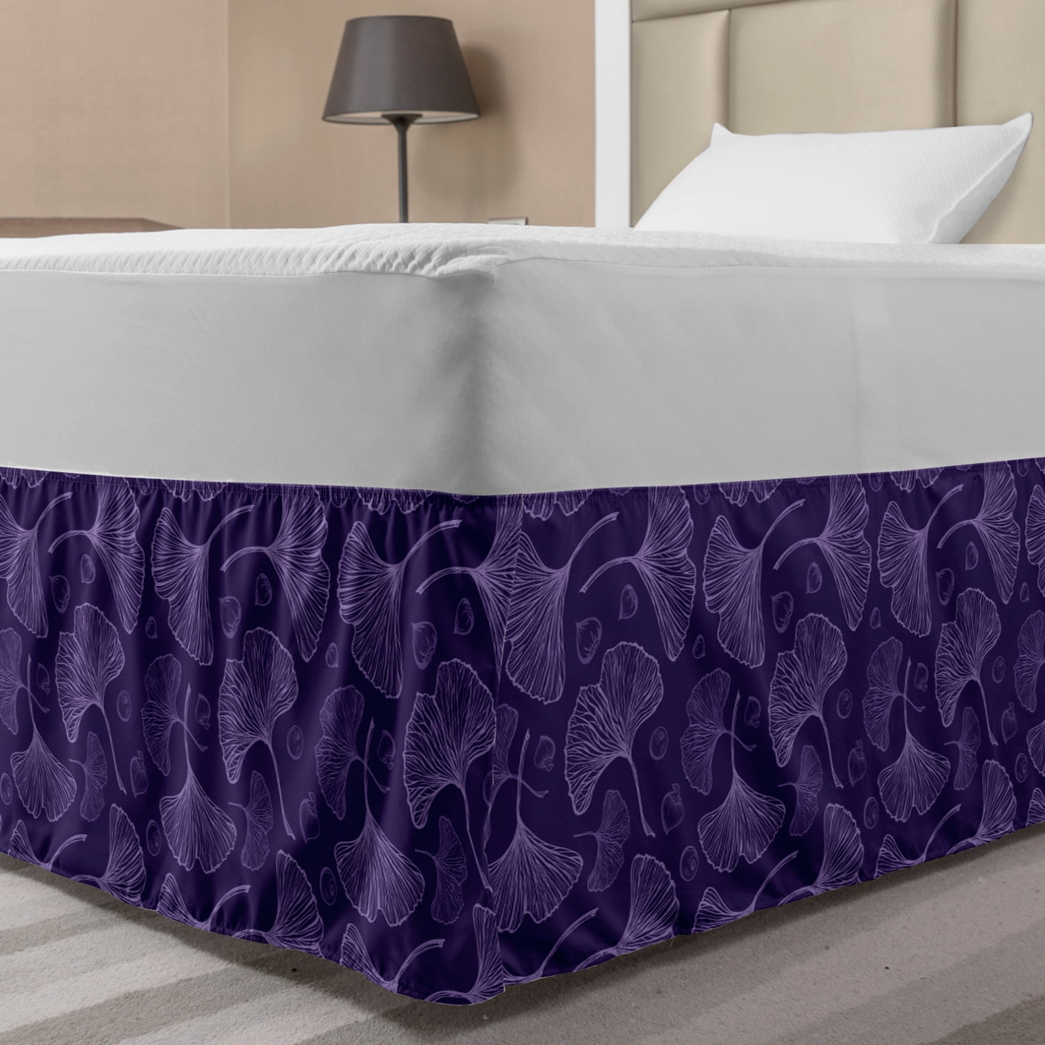 Gingko Bed Skirt, Psychedelic Biloba Tree Leafage Floral Plant Beauty ...