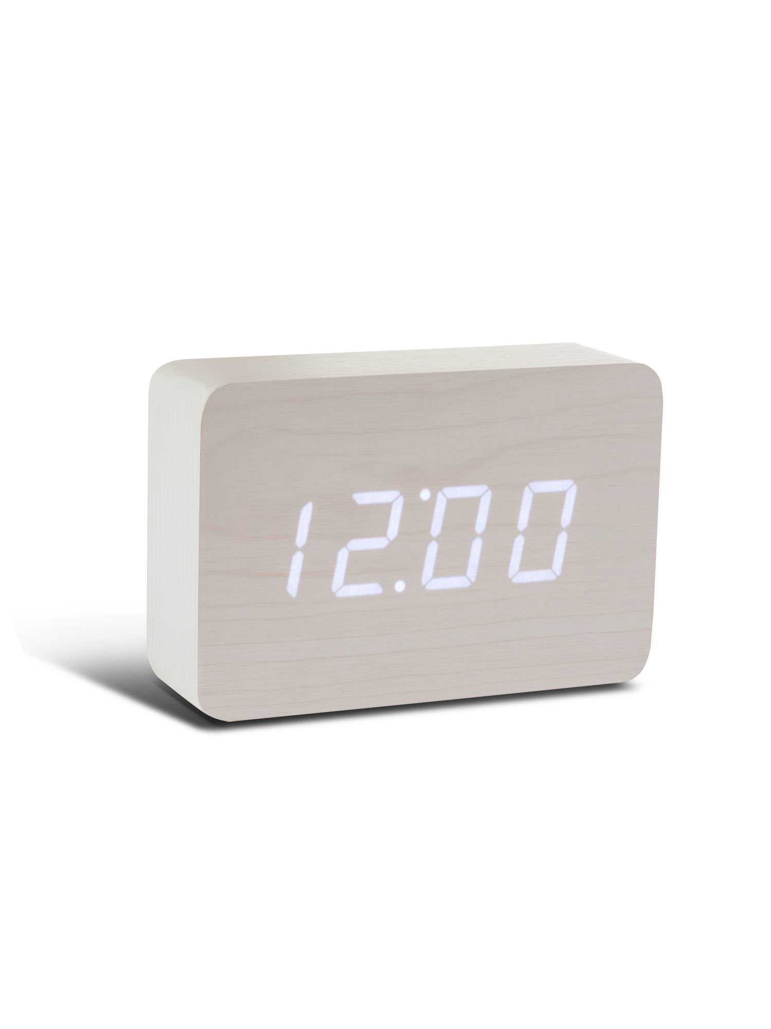 Gingko Brick Click Clock 8" x 6" Time/Date/Temp Alarm Clock White ...