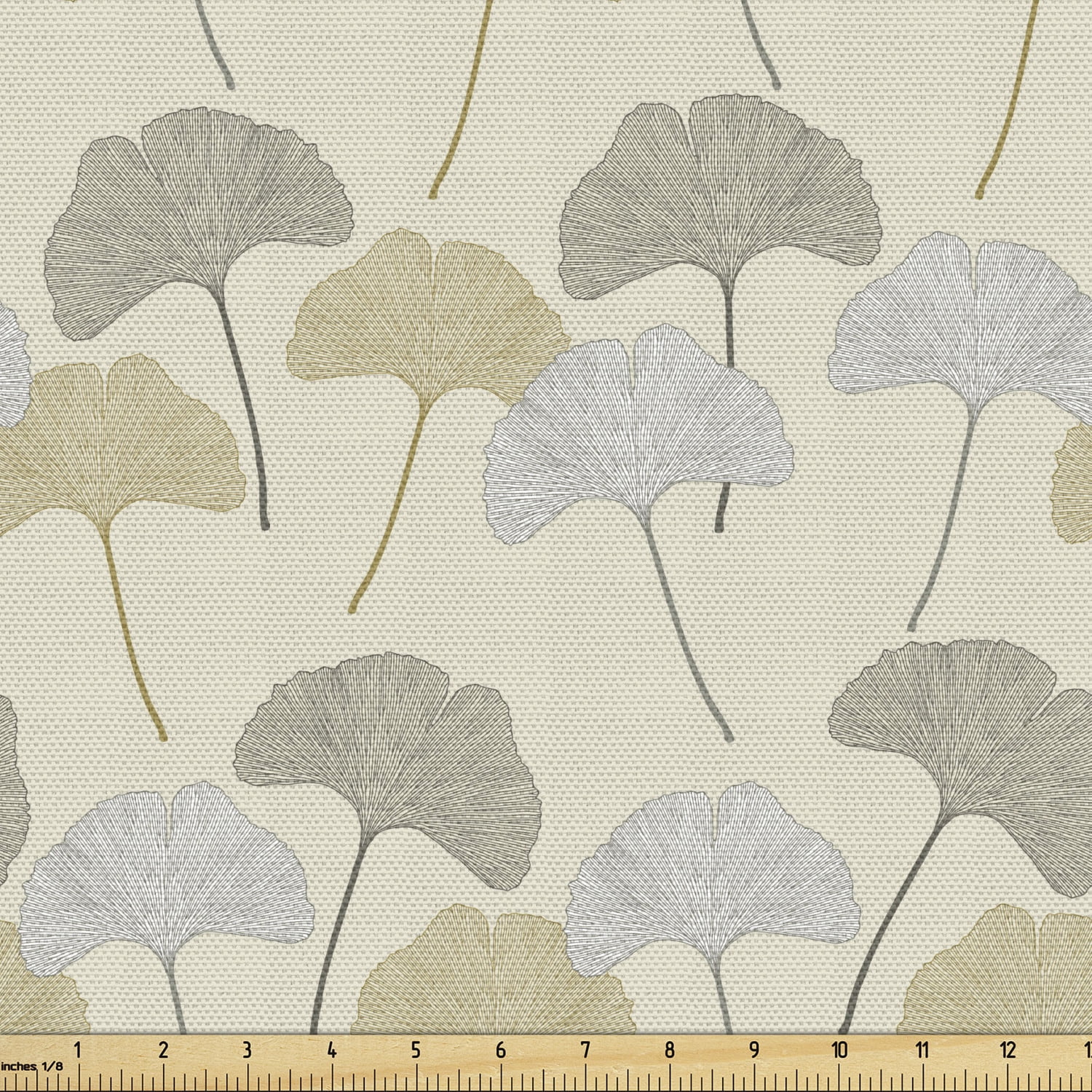 Gingko Fabric by the Yard, Soft Earth Toned Biloba Tree Leaves ...