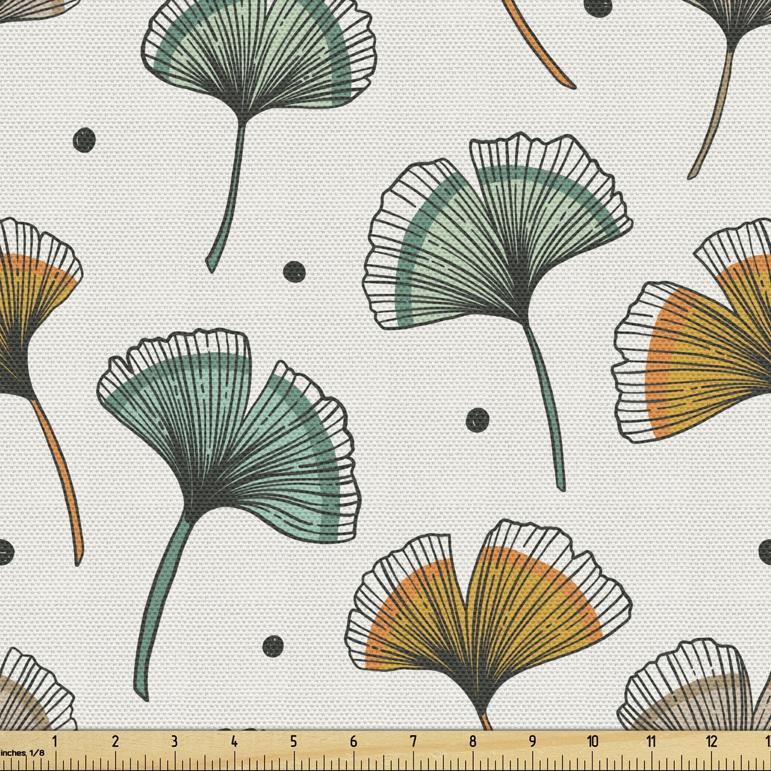 Ambesonne Gingko Fabric by the Yard Upholstery, Floral Autumn Design ...