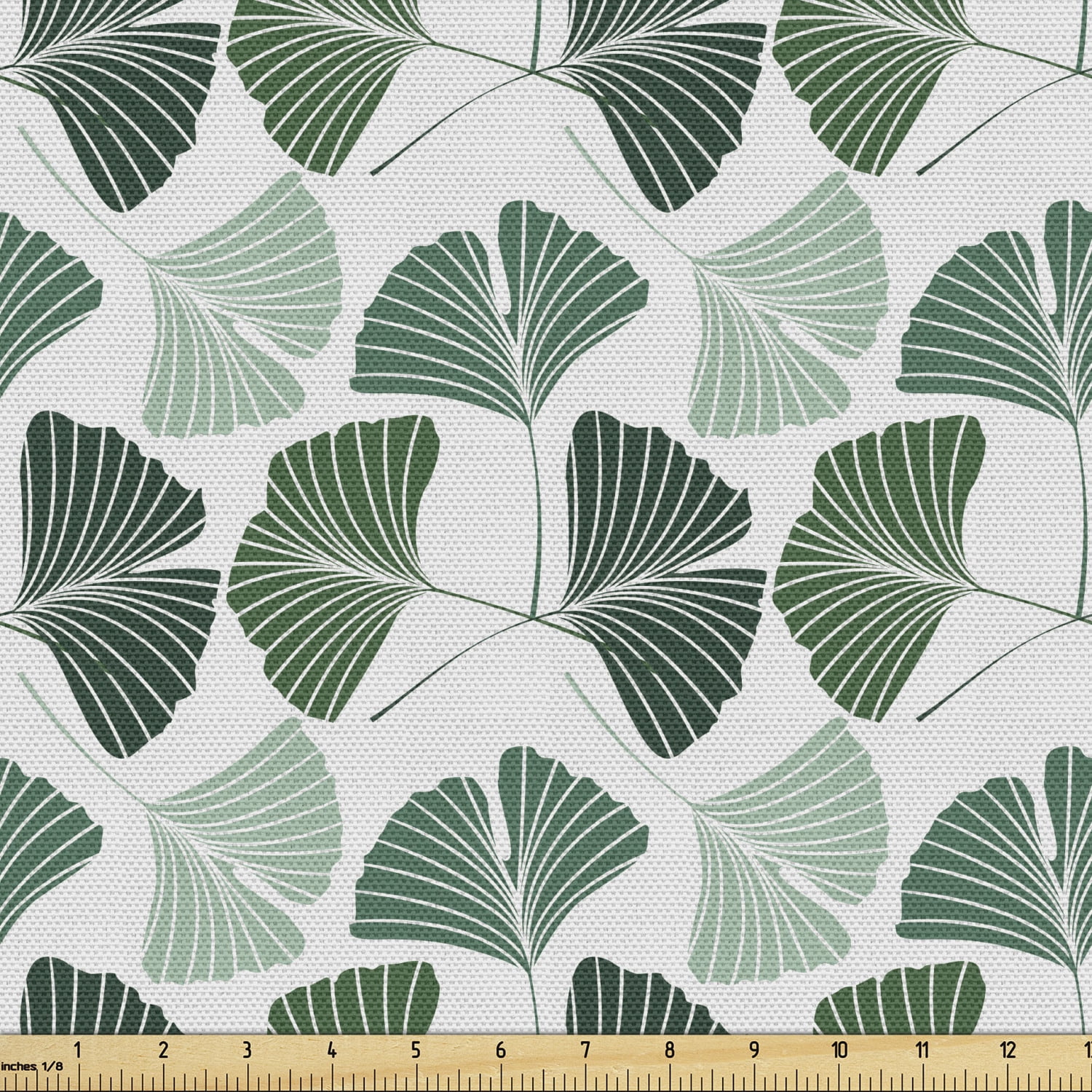 Ambesonne Gingko Fabric by the Yard Upholstery, Biloba Tree Leaves ...
