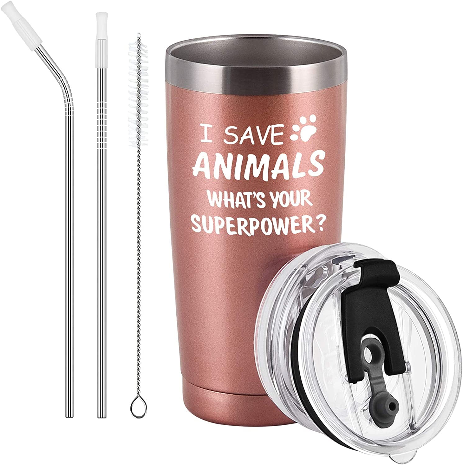 Gingprous 20oz Stainless Steel Tumbler with Lid- I Save Animals, Whats ...