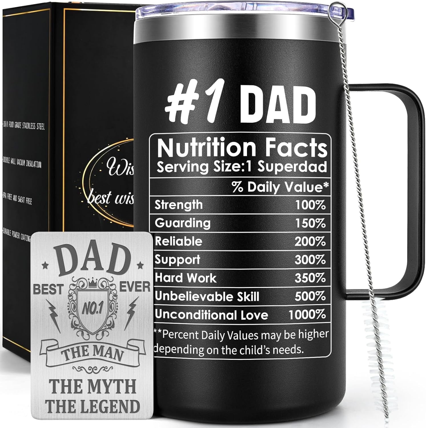 Gingprous Insulated Stainless Steel Coffee Mug for Dad with Lid, Travel ...