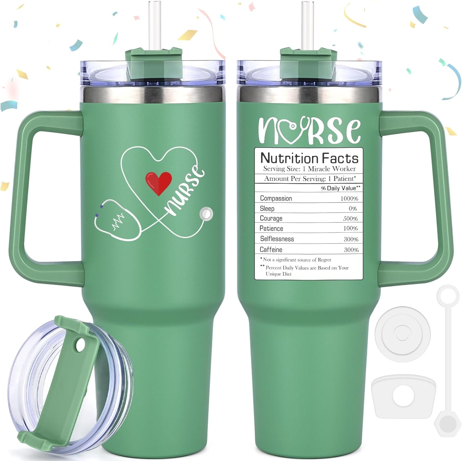 Gingprous 40 Oz Tumbler Best Nurses Week Gifts for Women, Green Nurse ...