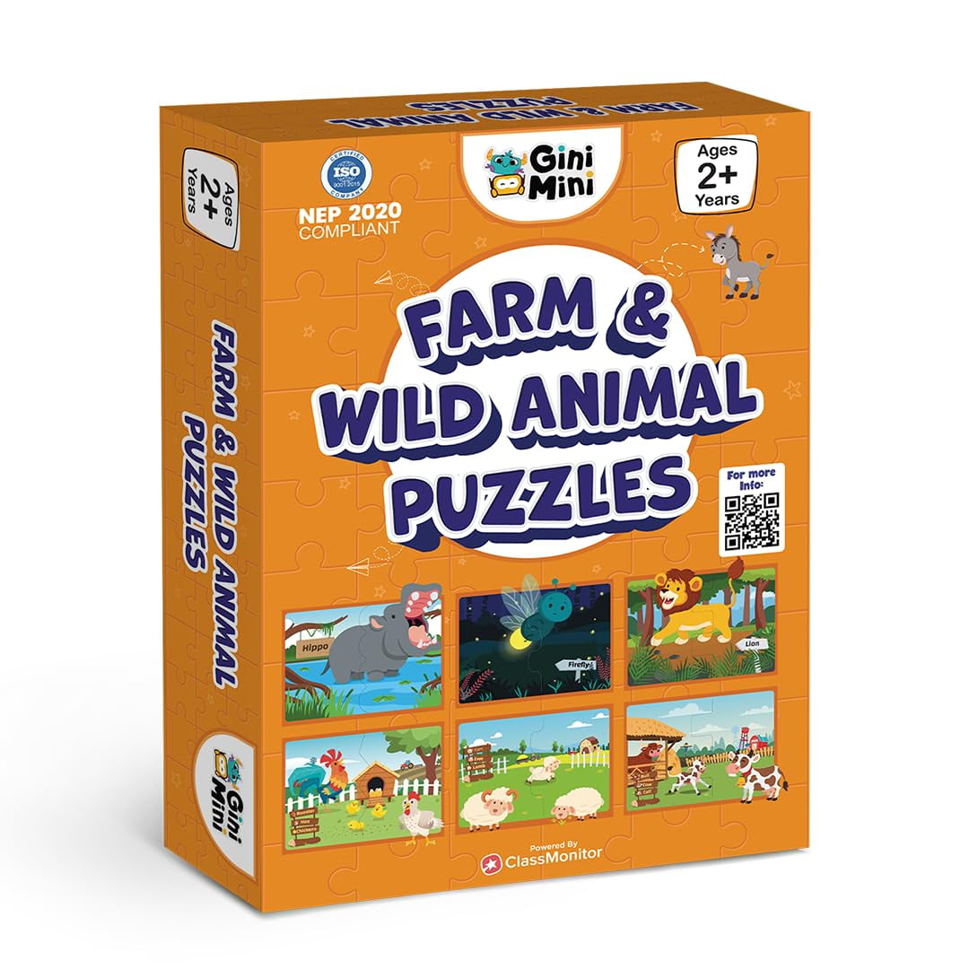 GiniMini Farm & Wild Animals Puzzle for Kids 2 3 4 5 Years ...