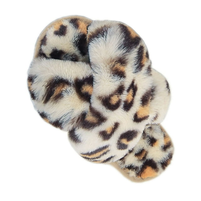 Ginisom Girls Fuzzy Slippers Kids Open Toe Cross Band Fluffy House ...