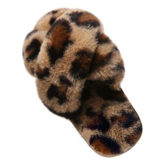 Ginisom Girls Fuzzy Slippers Kids Open Toe Cross Band Fluffy House ...