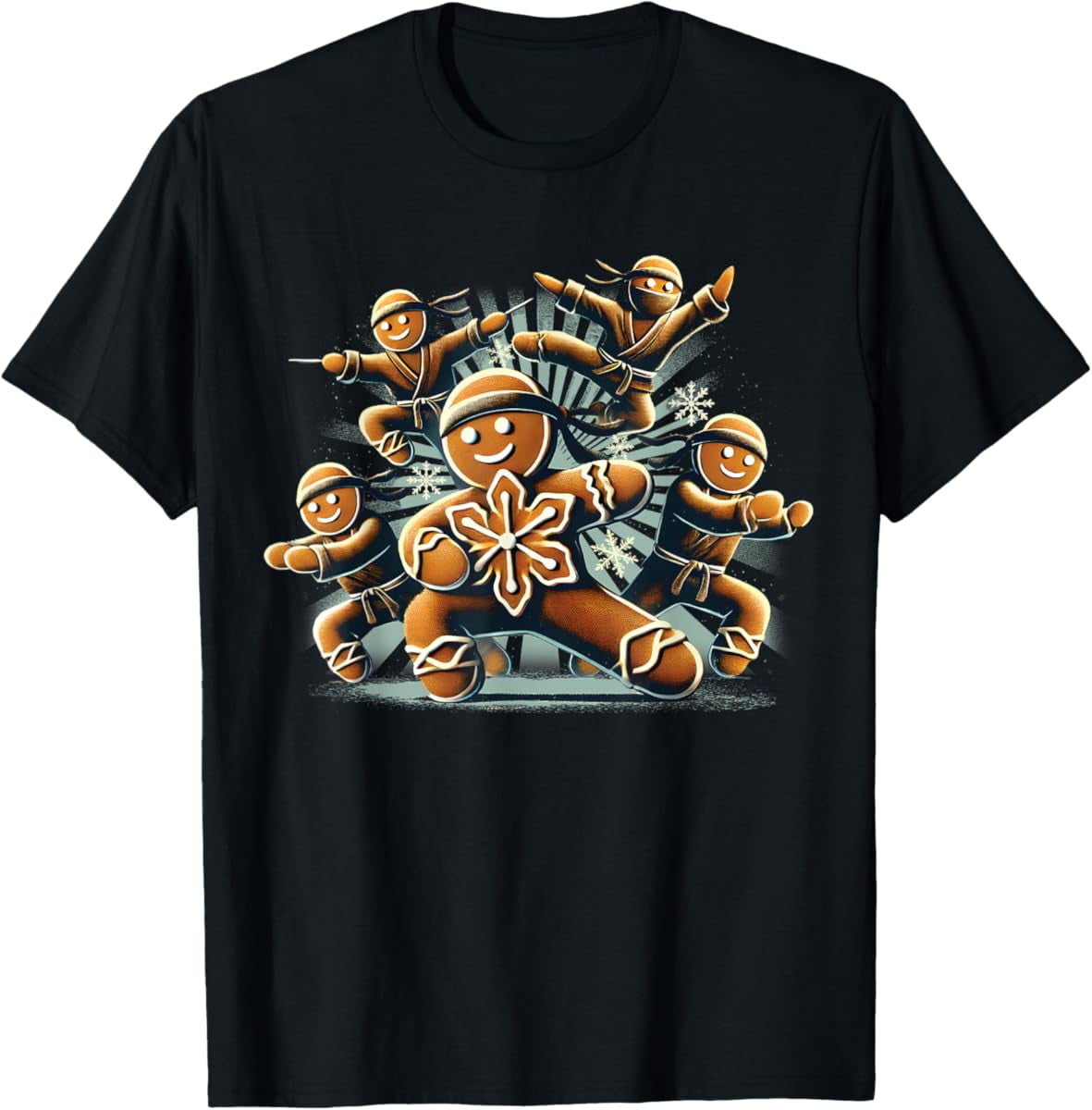 Ginjas Fighting Gingerbread Men Ninjas Cookie Crew T-Shirt - Walmart.com