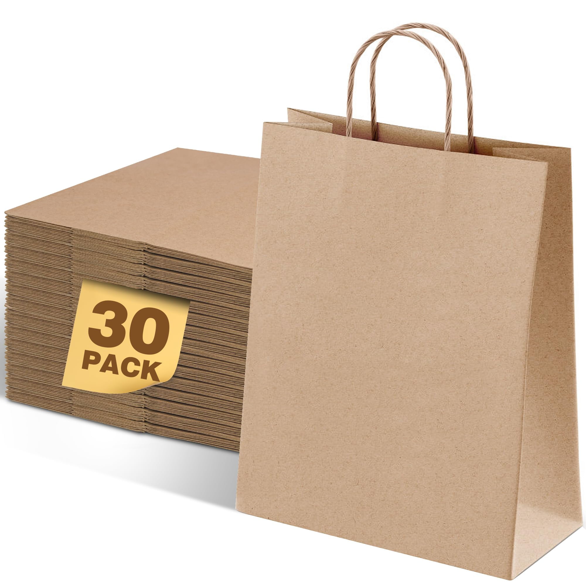 Ginkgo 30Pcs Medium Size Paper Bags with Handle 8x4.25x10.25 inch Brown ...
