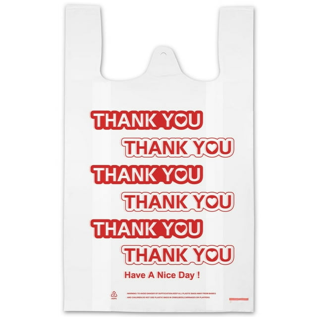 Ginkgo Bulk Merchandise 350 Count Thank You Plastic Bags with Handles ...