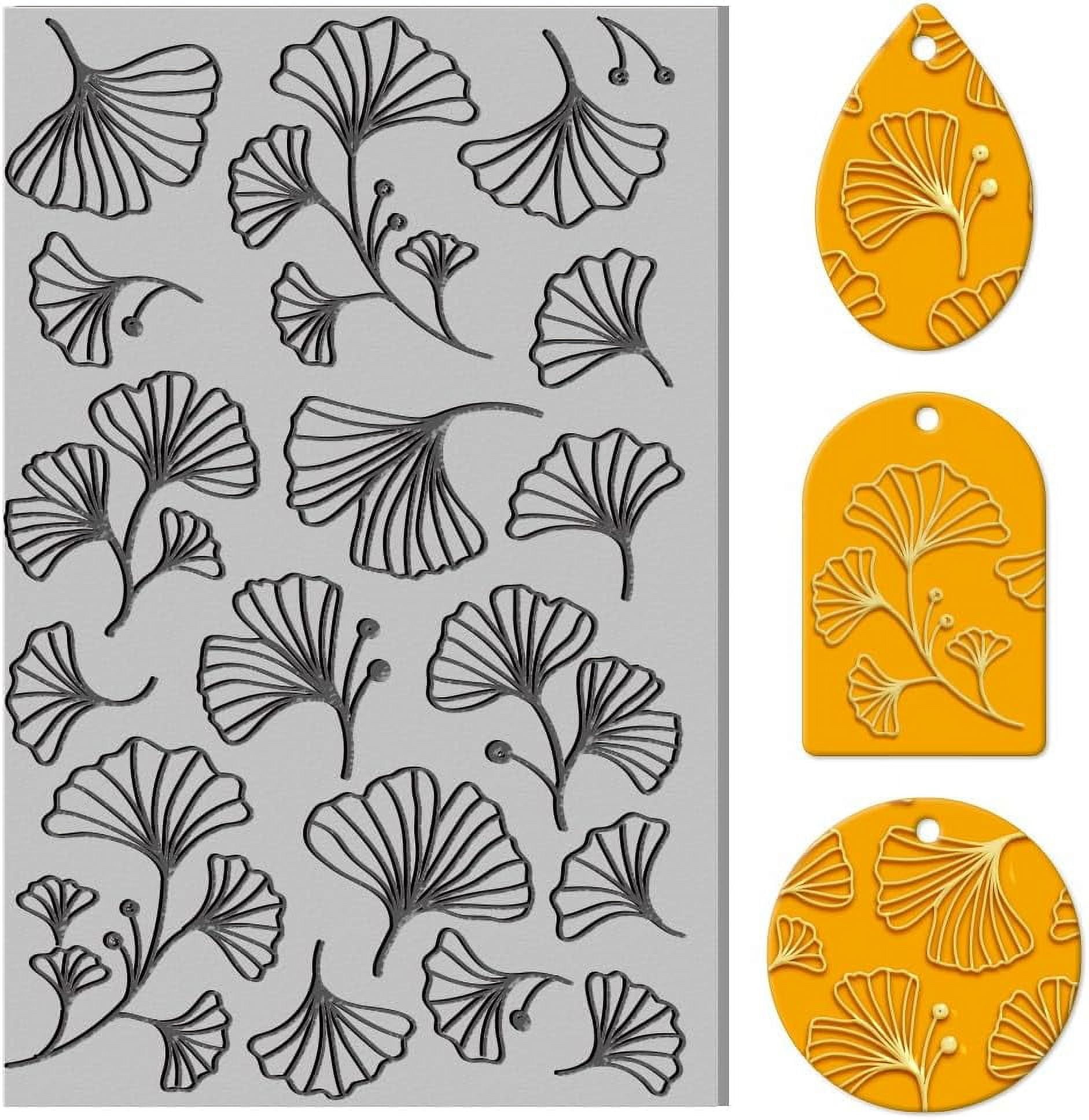 Ginkgo Biloba Clay Texture Mat Leaf Pattern Clay Modeling Pattern Pad ...