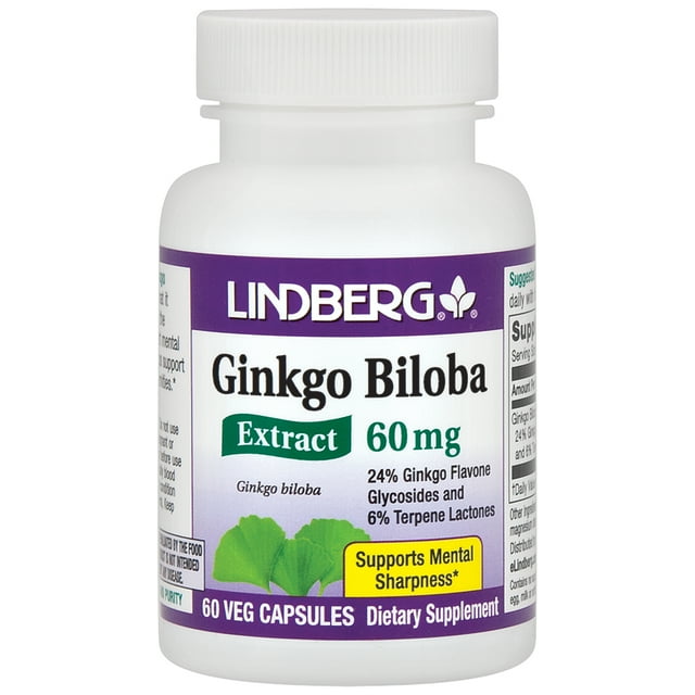 Ginkgo Biloba Pills | 60 Capsules | 60 mg | Non-GMO, Gluten Free ...