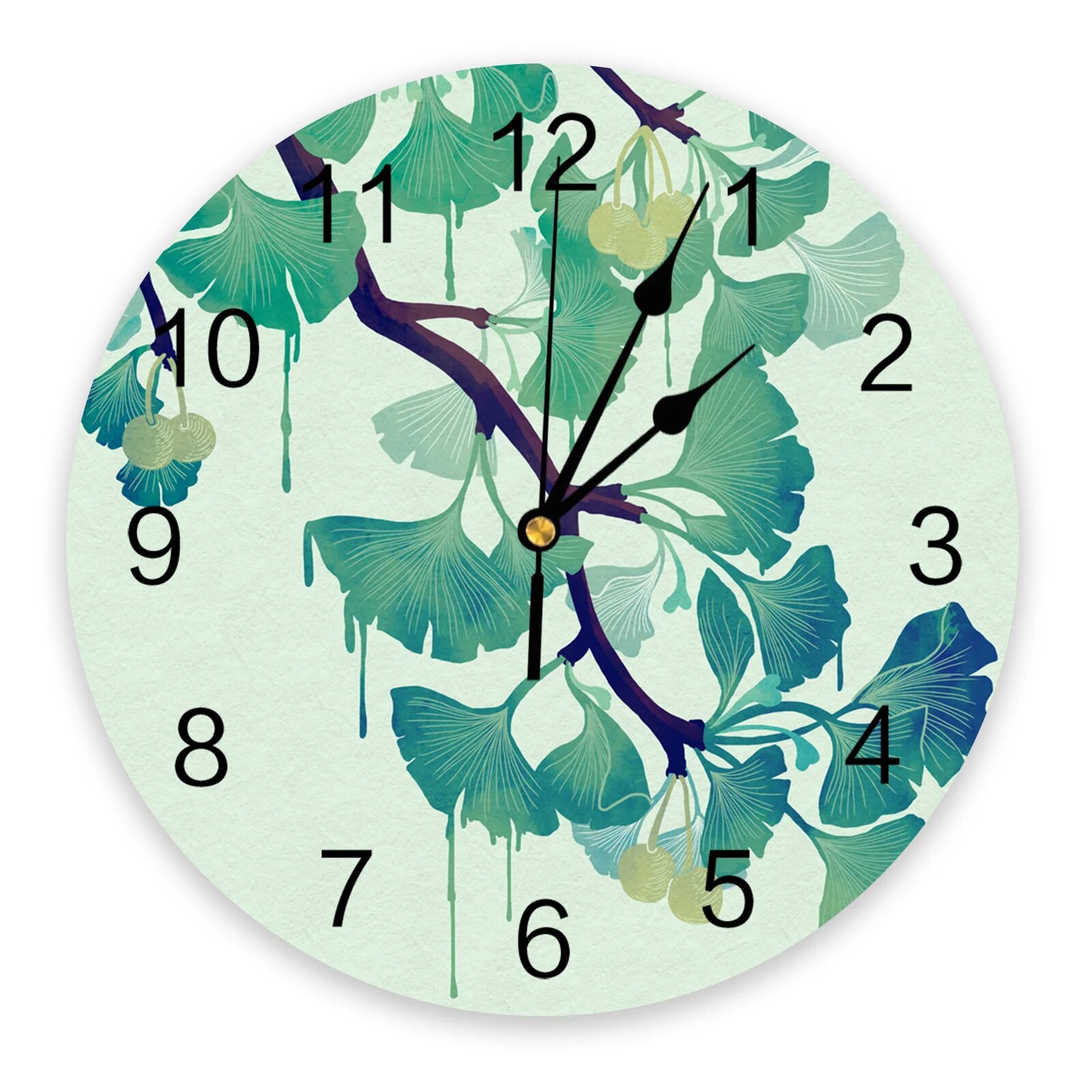 Ginkgo In Green Wall Clock Large Modern Kitchen Dinning Round Wall ...