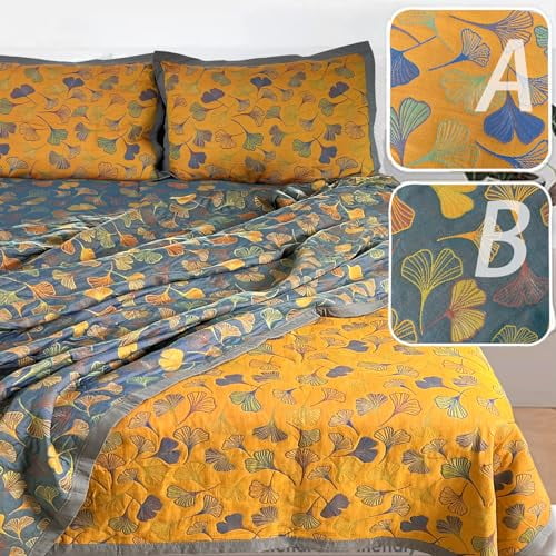 Ginkgo King Quilt Bedding Set Soft Cotton Quilt King Size Bedding Set 3 ...