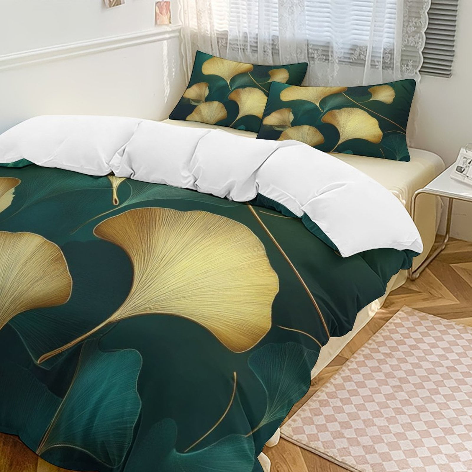 Ginkgo Leaf Art Print 3D Set Duvet Cover Quilt Cover Theme for Queen ...