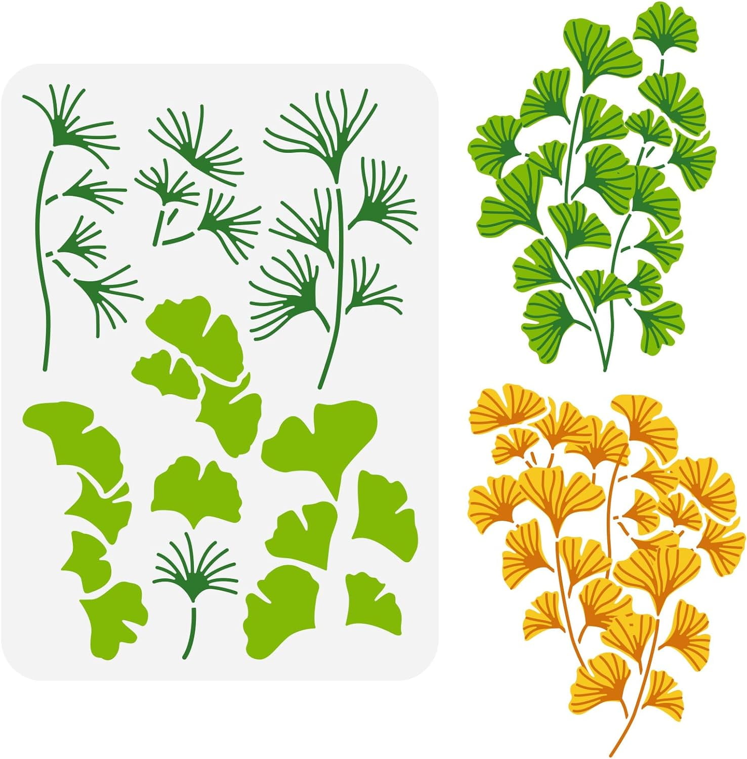 Ginkgo Leaf Painting Stencil 8.3x11.7inch Layered Leaf Pattern Drawing ...