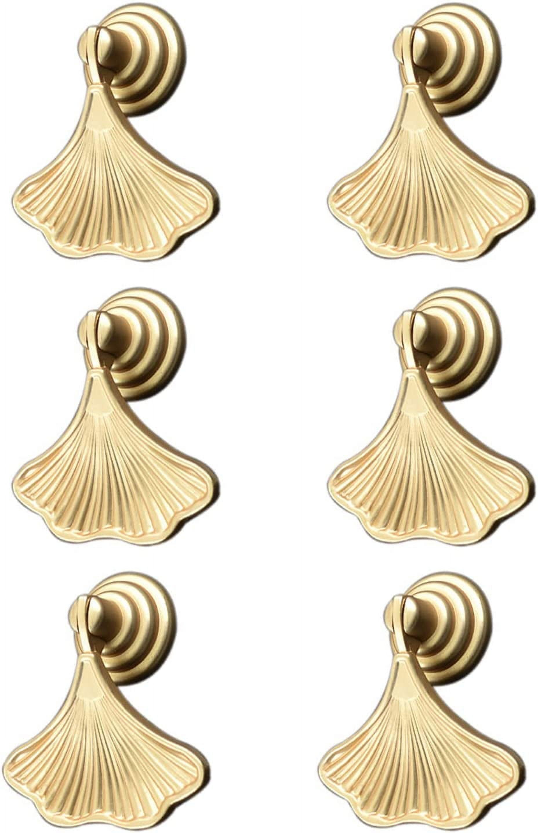 Ginkgo Leaf Shape Knob Handles, 6pcs Golden Drop Pendant Pull Handle ...