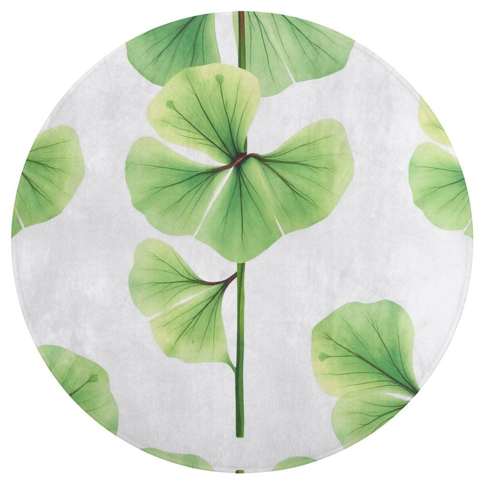 Ginkgo Leaf Sketch And Watercolor Pattern Round Area Rug Floor Carpets ...