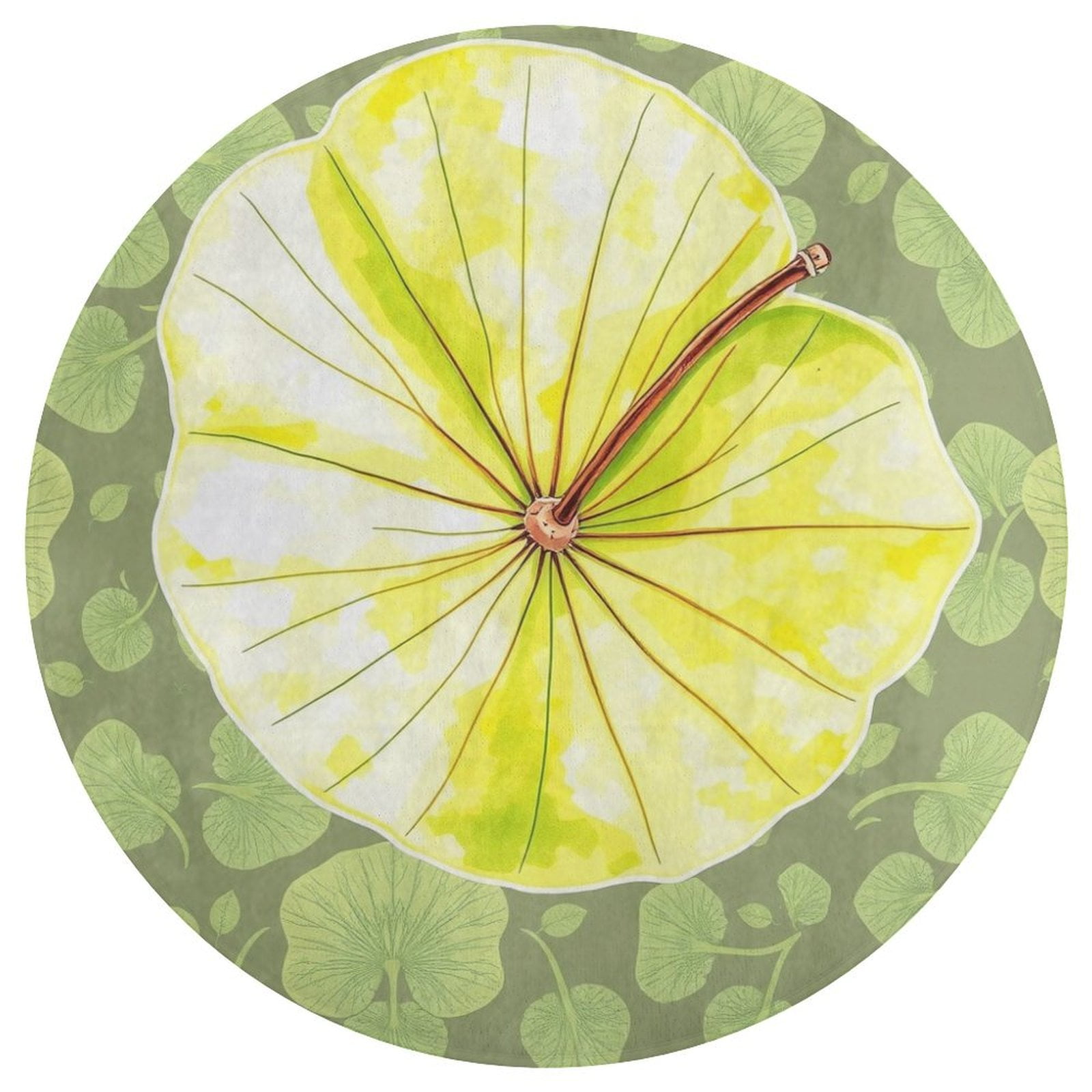 Ginkgo Leaf Sketch And Watercolor Pattern Round Area Rug Soft Sofa ...